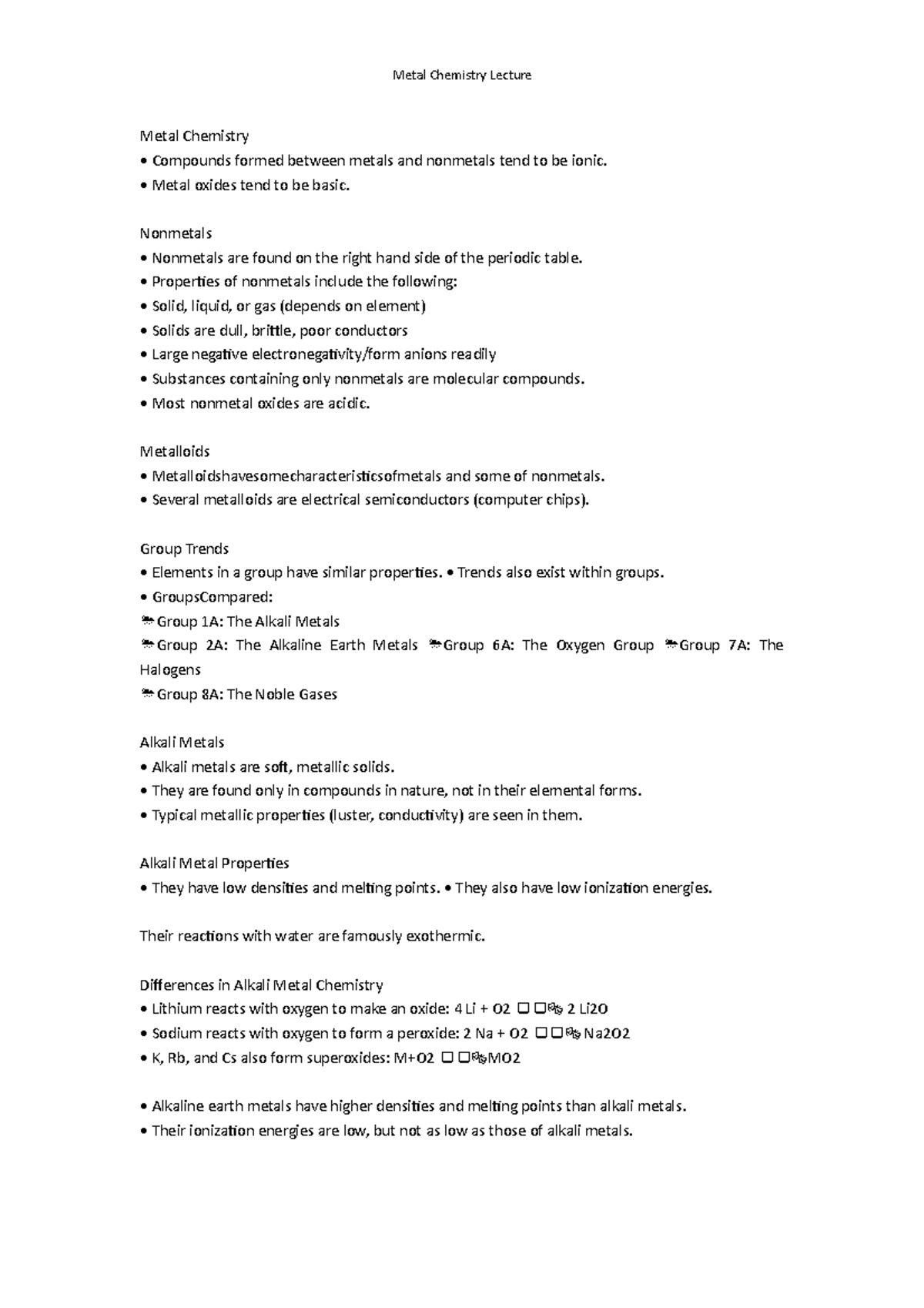 Metal Chemistry Lecture Notes - Metal Chemistry Lecture Metal Chemistry ...
