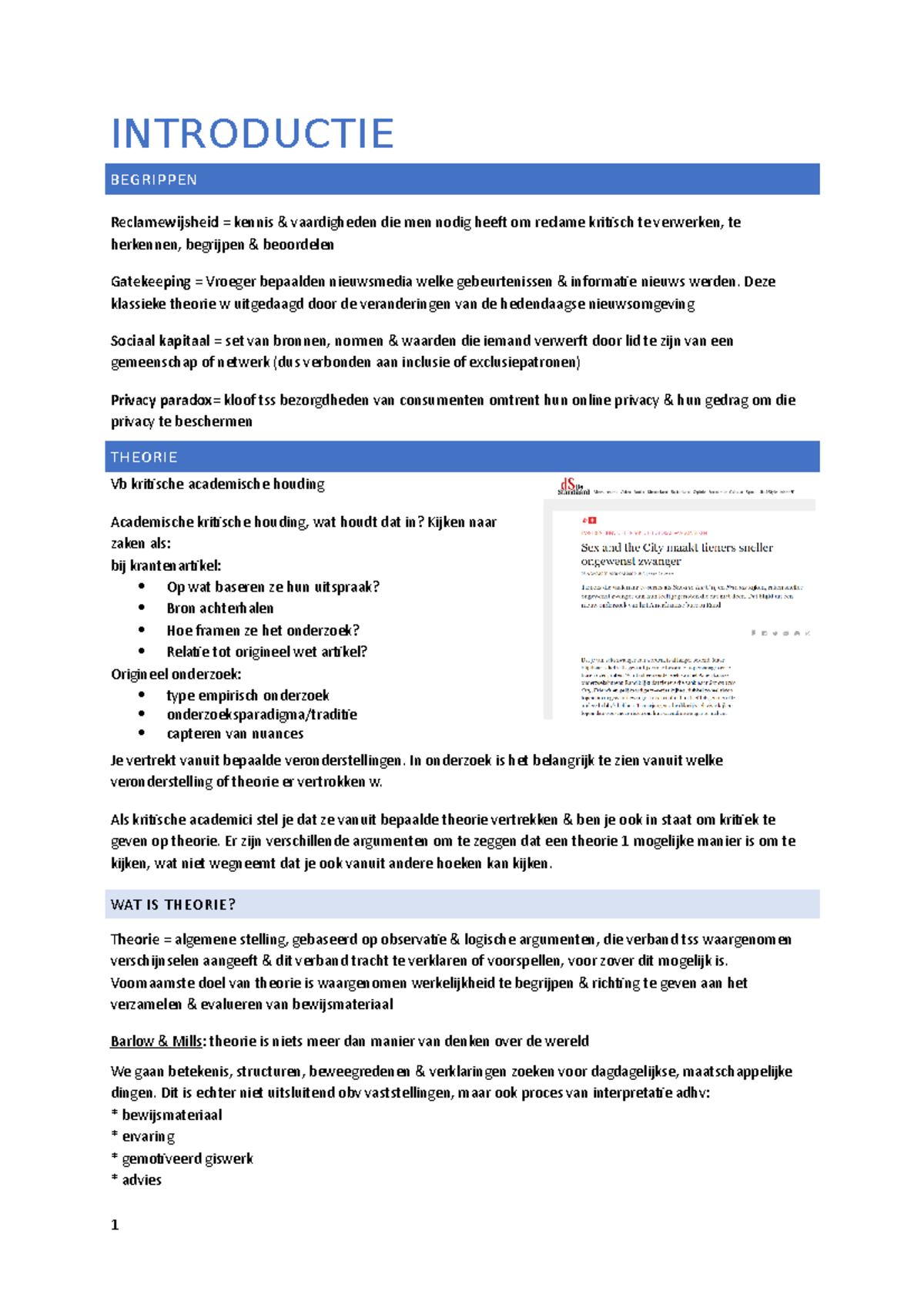 Les 1 Introductie - INTRODUCTIE BEGRIPPEN Reclamewijsheid = kennis ...