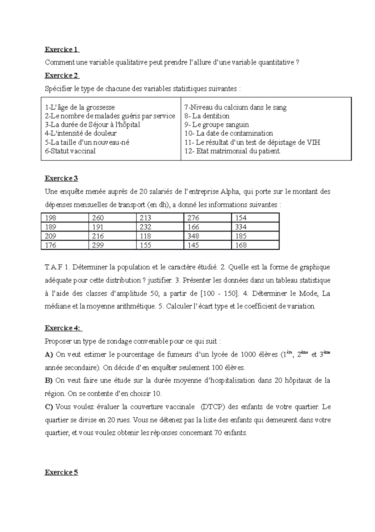 Exercice statistique - Exercice 1 Comment une variable qualitative peut prendre l’allure d’une ...