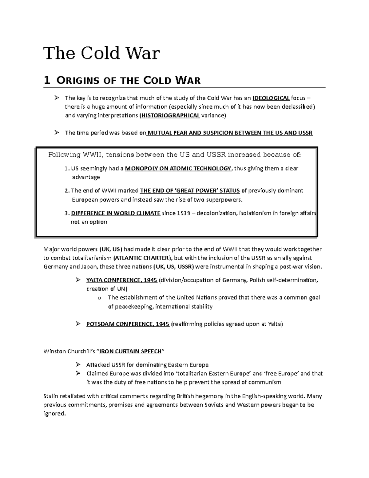 The Cold War packet - An in-depth review of the events of the Cold War ...