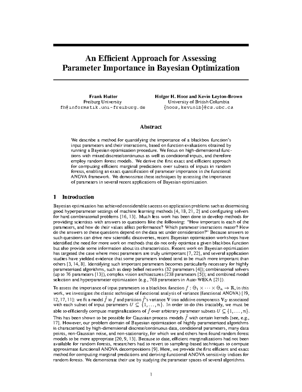 An Efficient Approach For Assessing Parameter Importance In Bayesian Optimization An Efficient