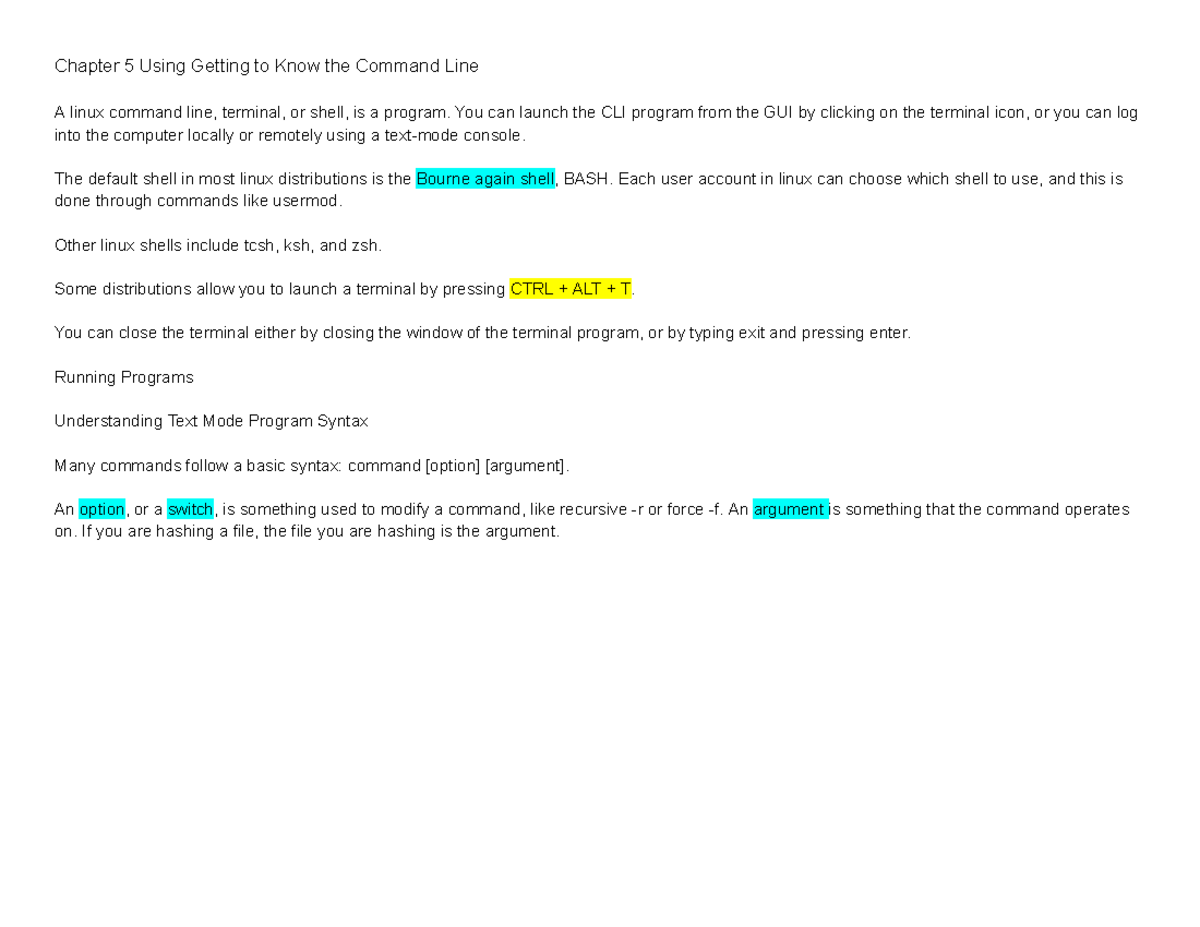 Linux Foundations Chapter 5 - Chapter 5 Using Getting to Know the ...