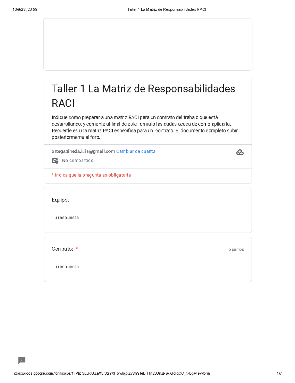 Taller 1 La Matriz de Responsabilidades RACI - 5 puntos Taller 1 La ...