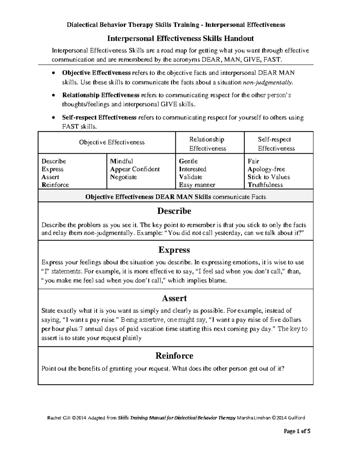 Dbt skills training - dbt - Dialectical Behavior Therapy Skills ...