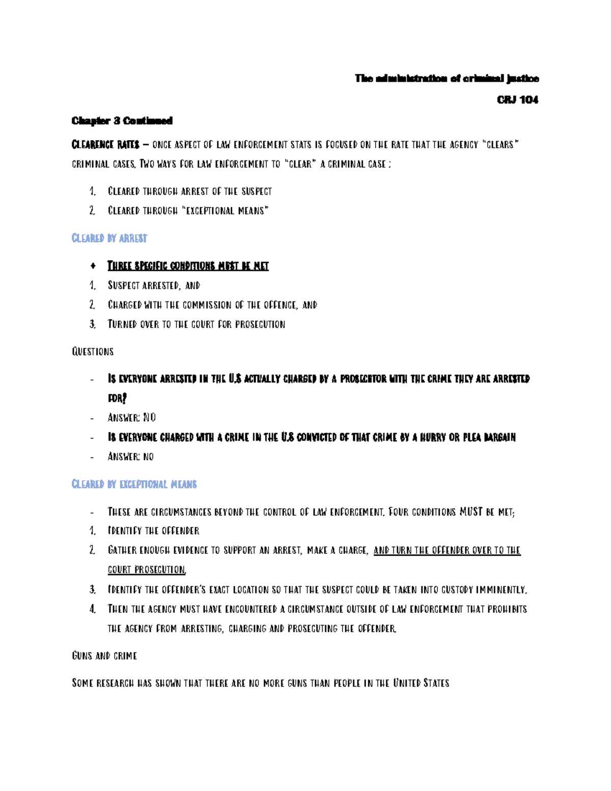 CRJ 104 Chapter 3 continued - The administration of criminal justice ...