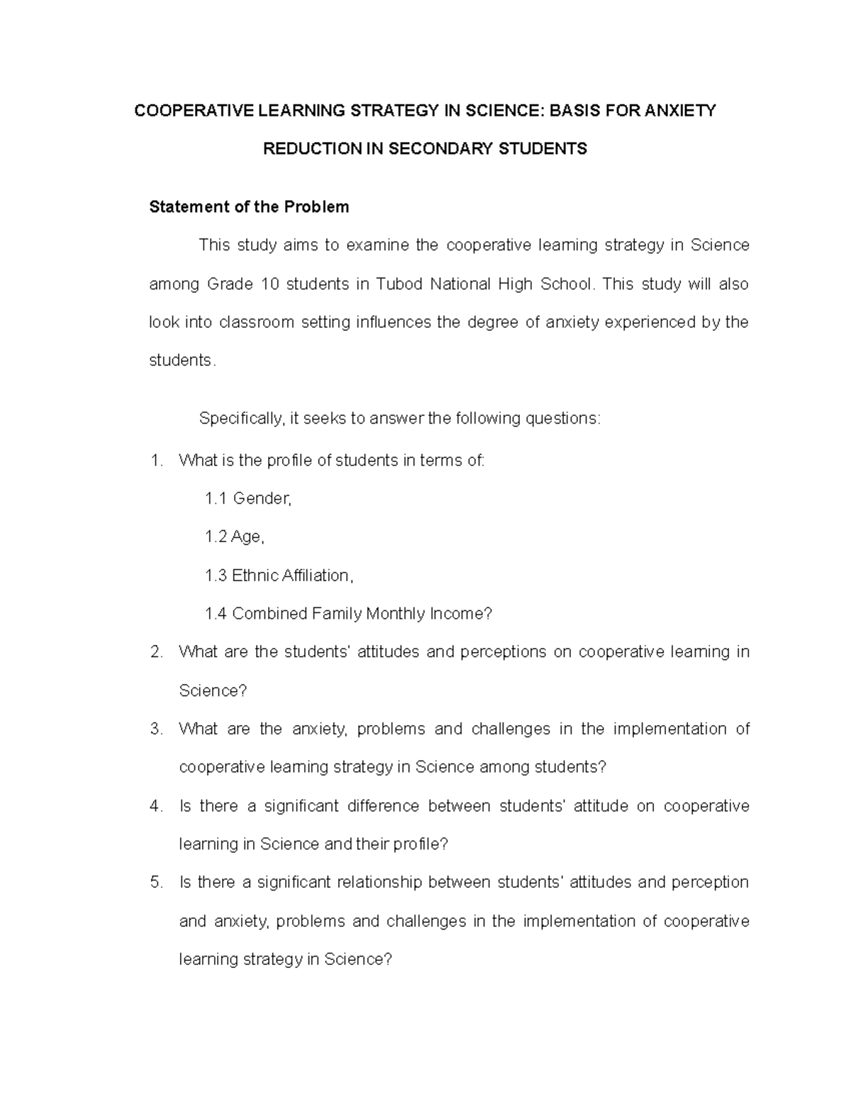 Statement of the Prob Bautista Angelique - COOPERATIVE LEARNING ...