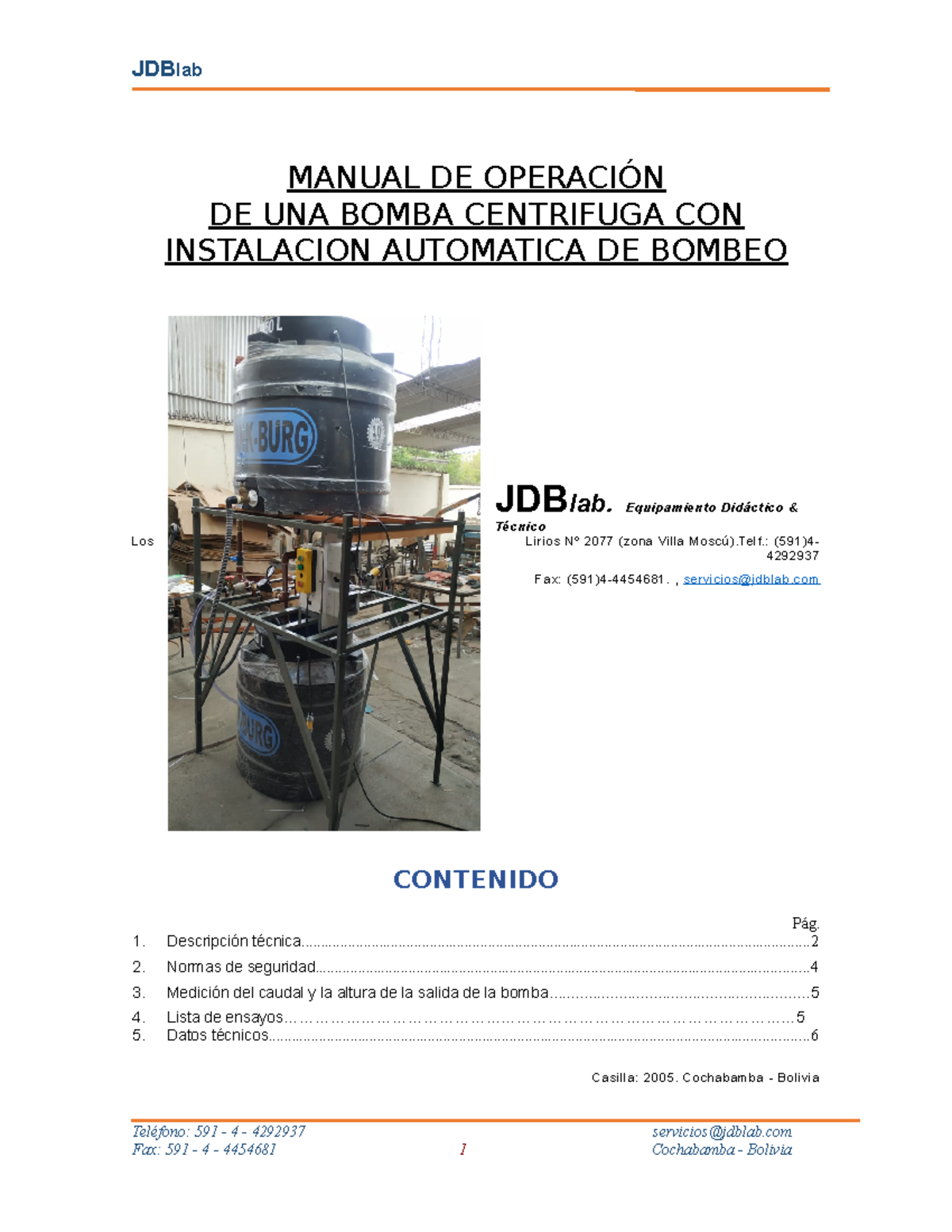 1 MAnual de operacion de una bomba - MANUAL DE OPERACIÓN DE UNA BOMBA CENTRIFUGA CON INSTALACION ...
