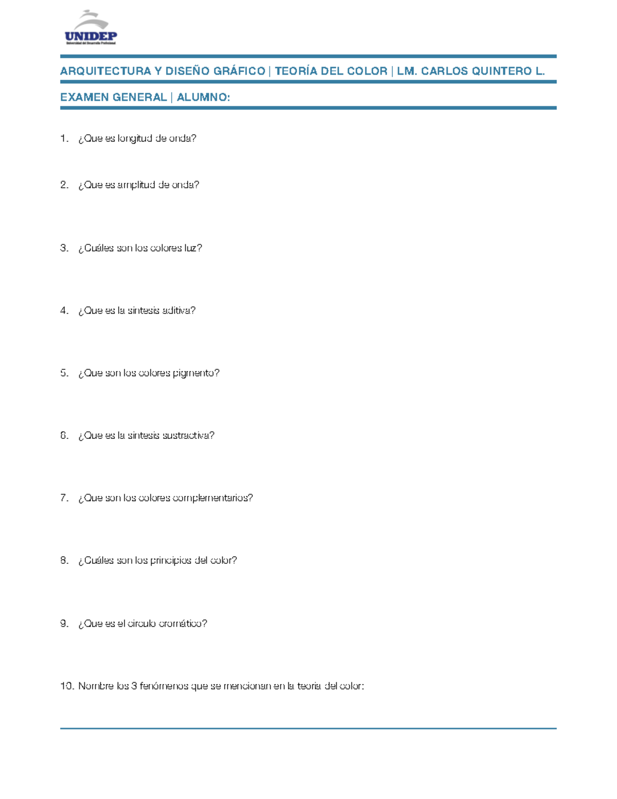 Examen General - hkhkhk - ARQUITECTURA Y DISEÑO GRÁFICO | TEORÍA DEL ...