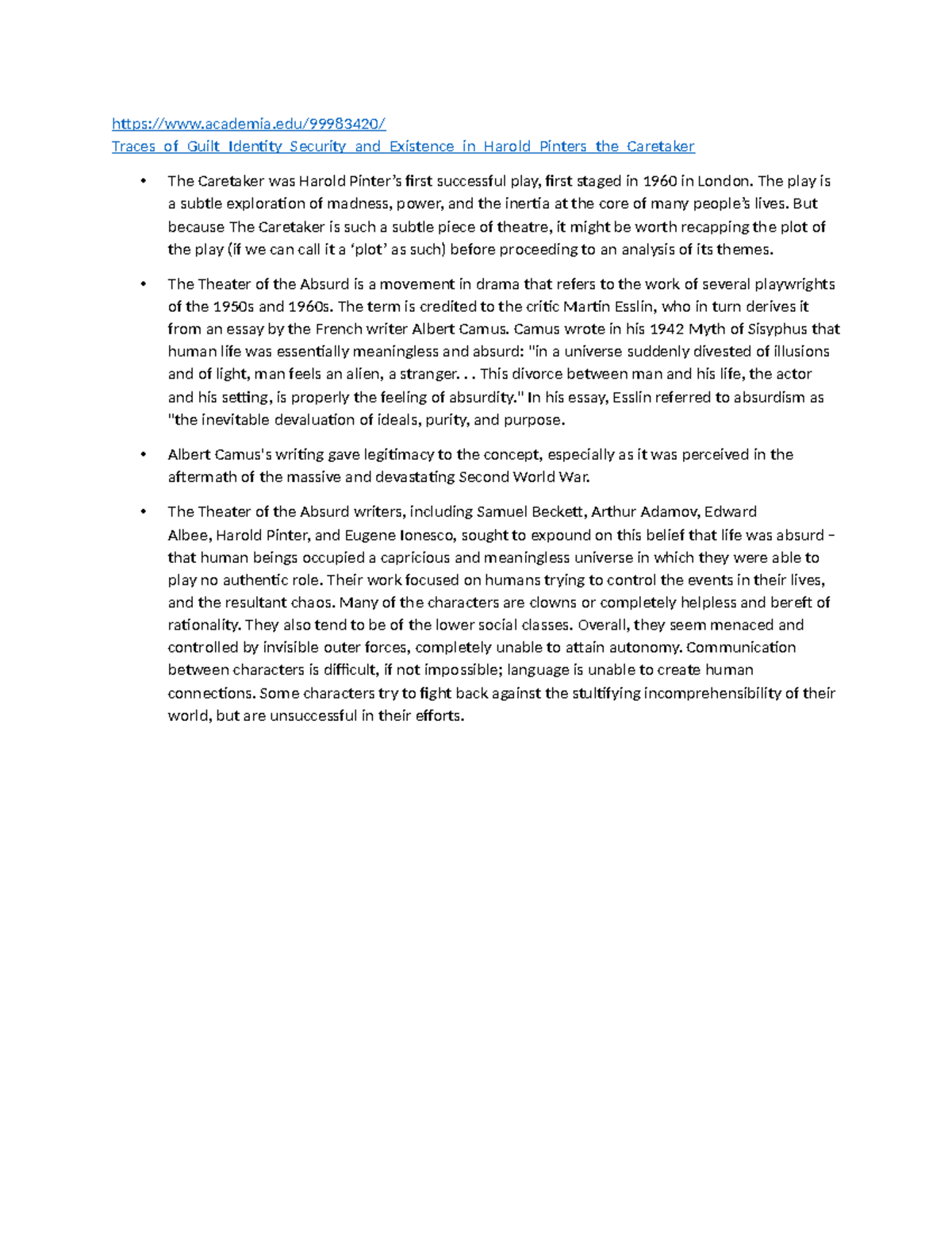 Caretaker notes mine - academia/99983420/ - Studocu