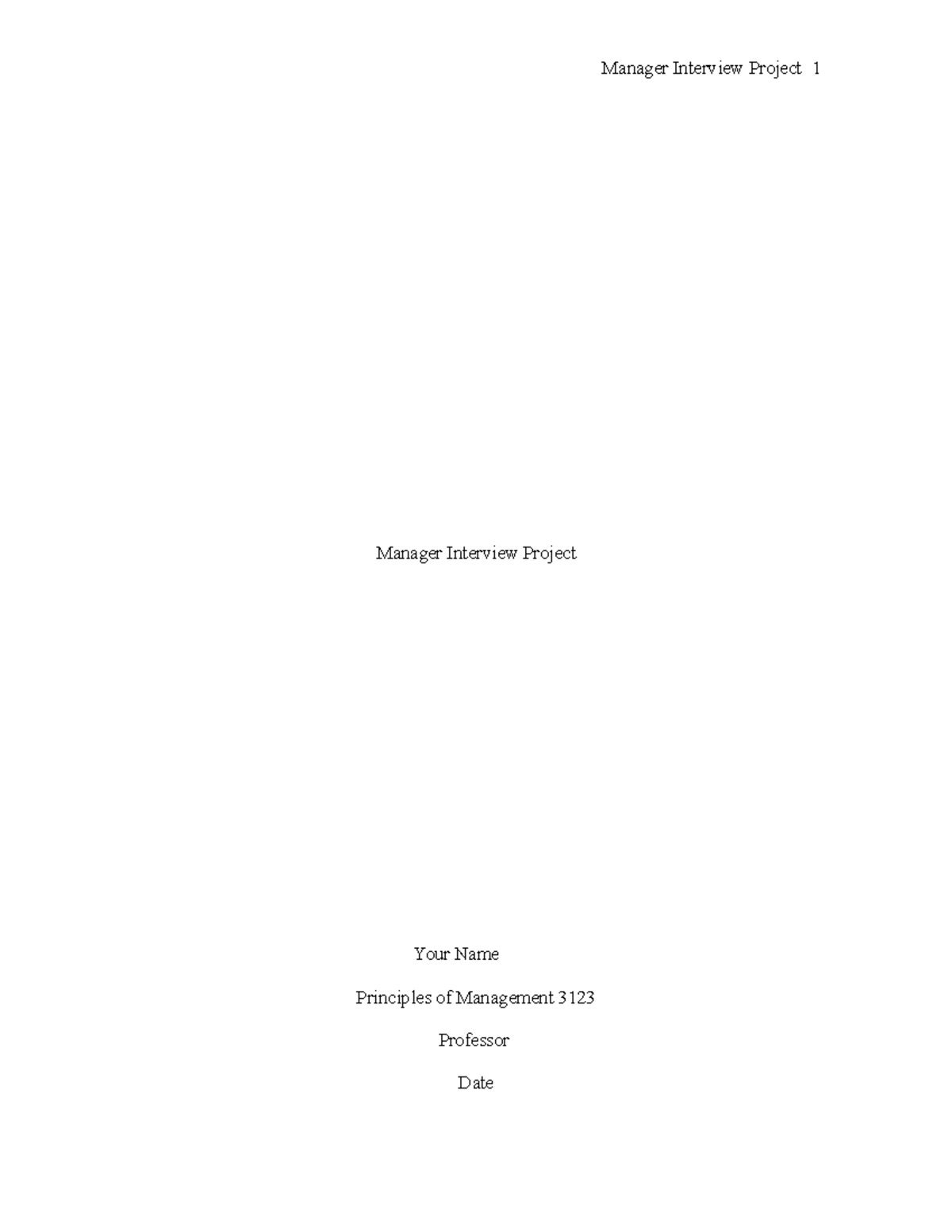 Manager Interview Paper - Manager Interview Project Your Name ...