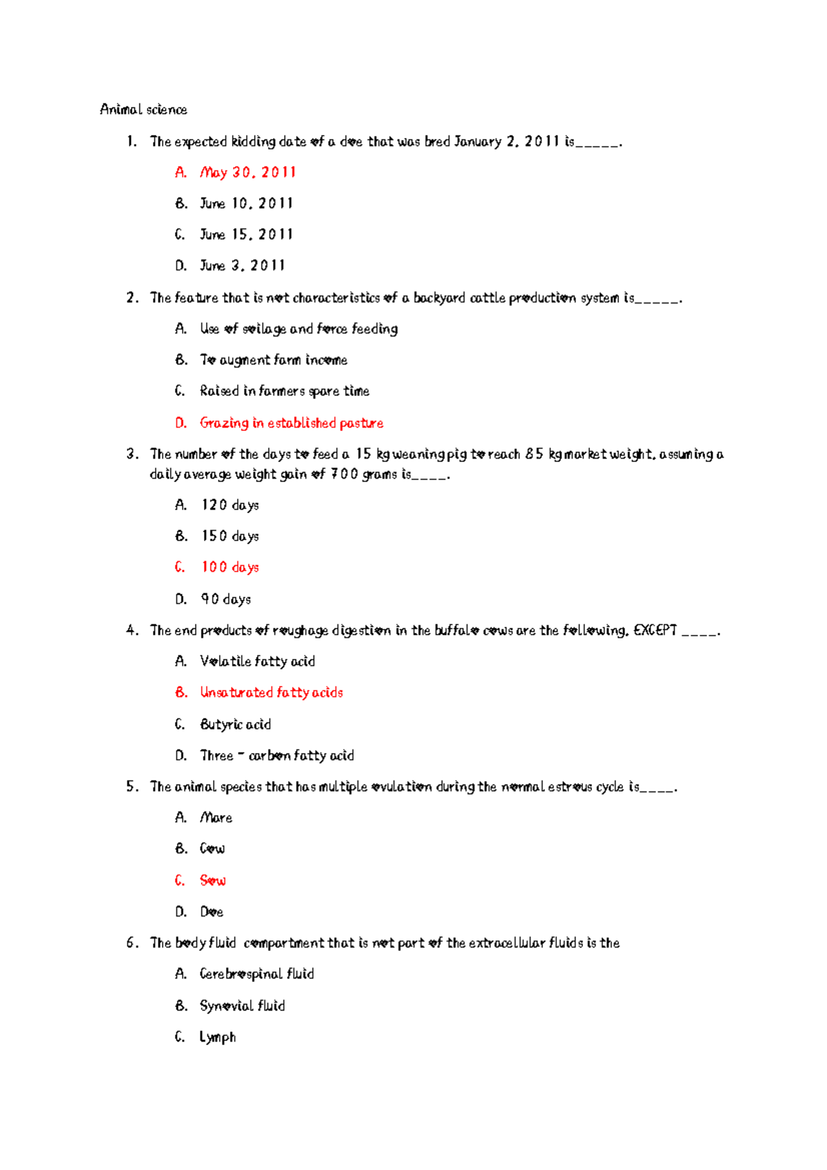 Animal Science 2019 LEA - Animal science 1. The expected kidding date ...