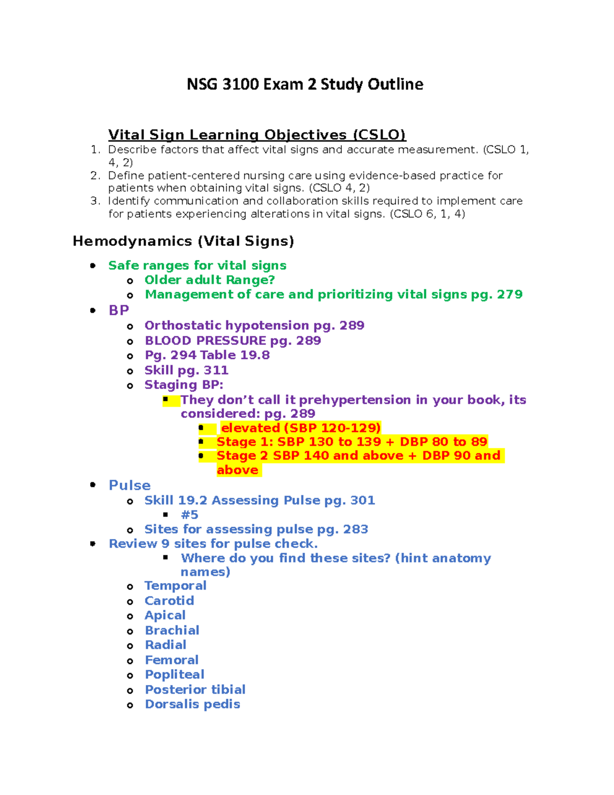 3100 Exam 2 Knowledge Check-1-1 - NSG 3100 Exam 2 Study Outline Vital ...