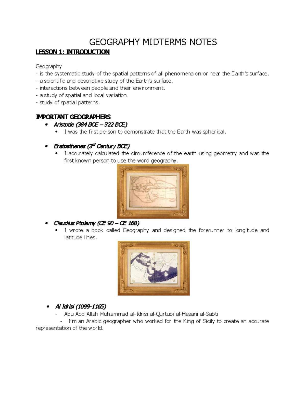 Geographynotes - This contains the overall lecture notes of the Human ...