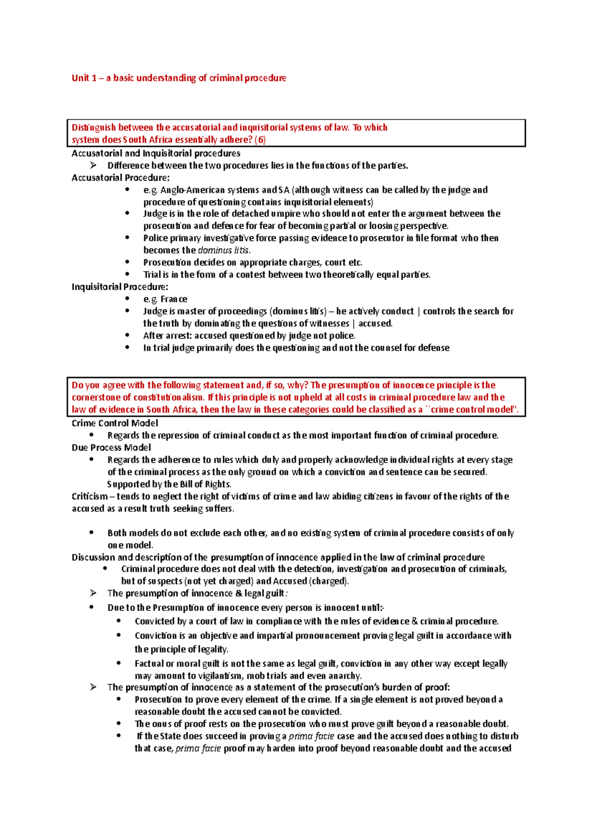 EXAM Questions AND Answers Unit 1 A Basic Understanding Of Criminal