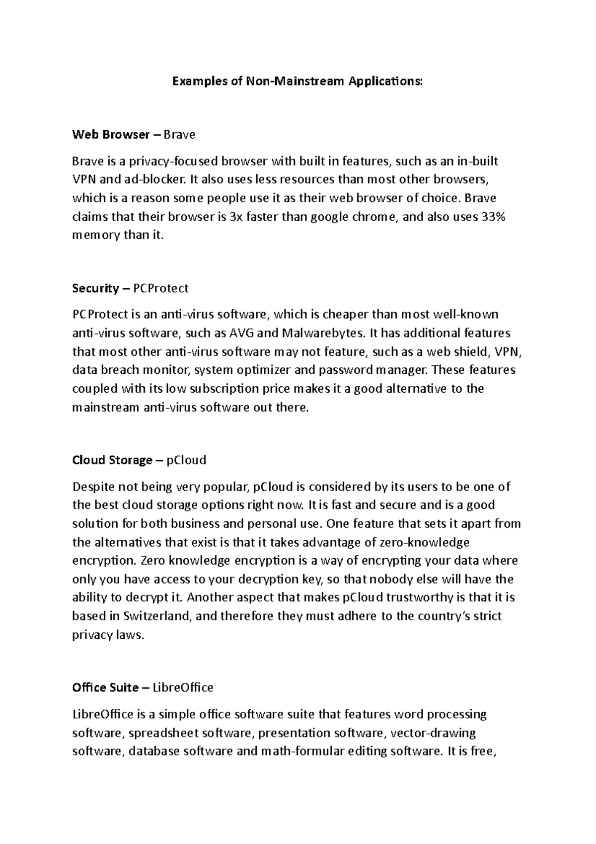 Alternative applications - Examples of Non-Mainstream Applications: Web ...