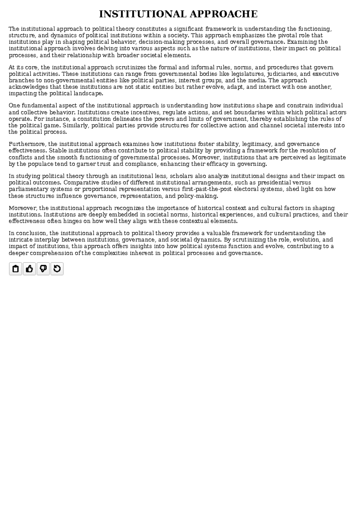 Institutional Approach - This approach emphasizes the pivotal role that ...