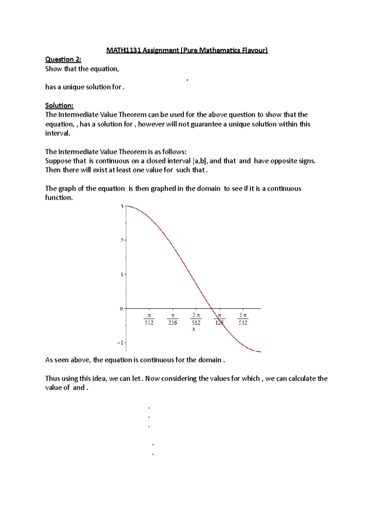 MATH1131 Assignment - Shuluxon Indratheepan - MATH1131 Assignment (Pure ...
