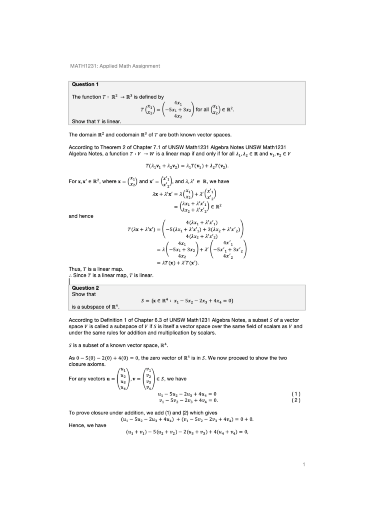 MATH1231 Assignment 10/10 - MATH1231 - Studocu