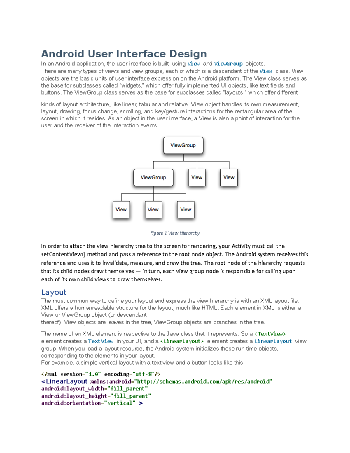 Android User Interface Design - There are many types of views and view groups, each of which is ...