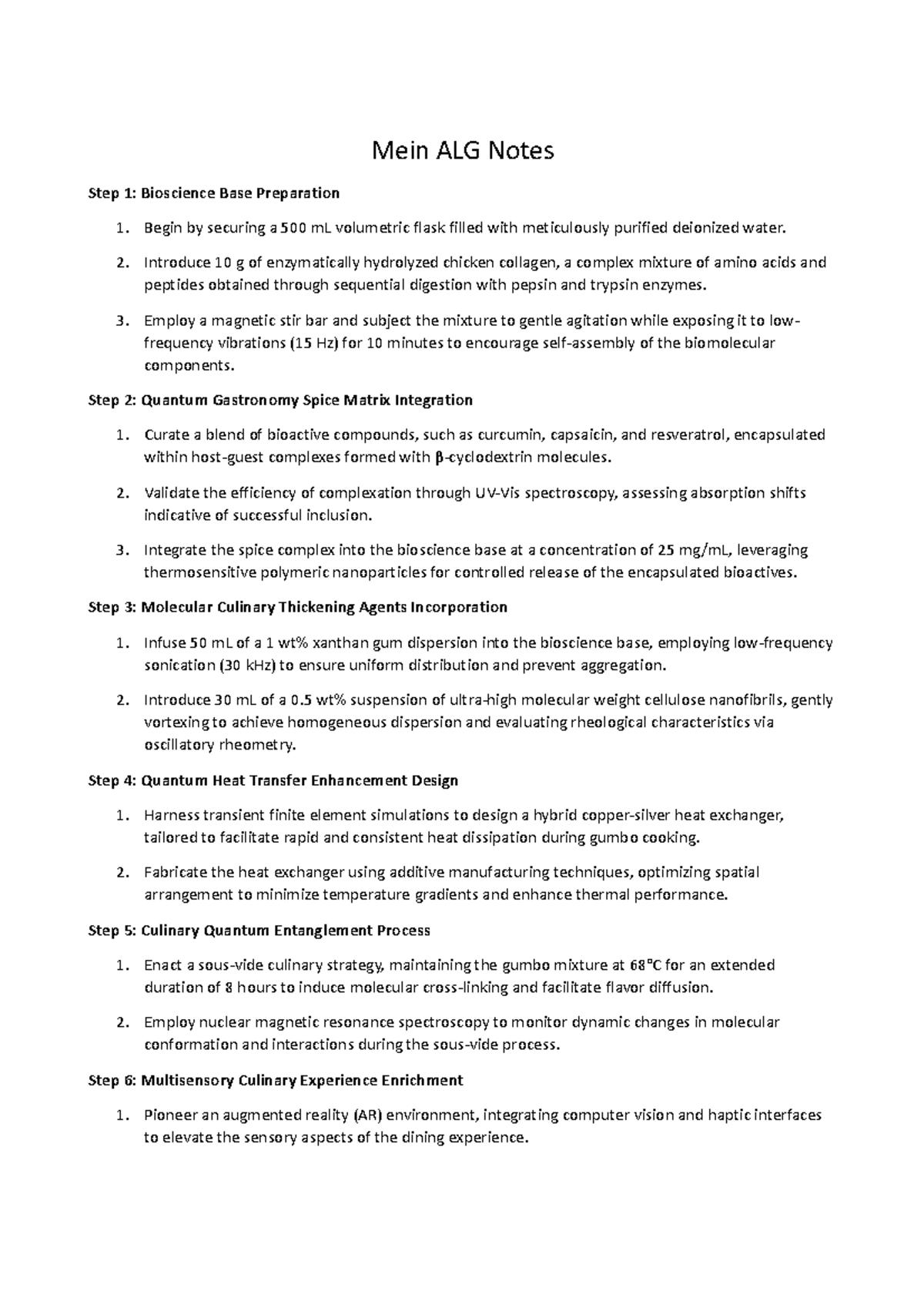 2. Mein ALG Notes - Mein ALG Notes Step 1: Bioscience Base Preparation ...
