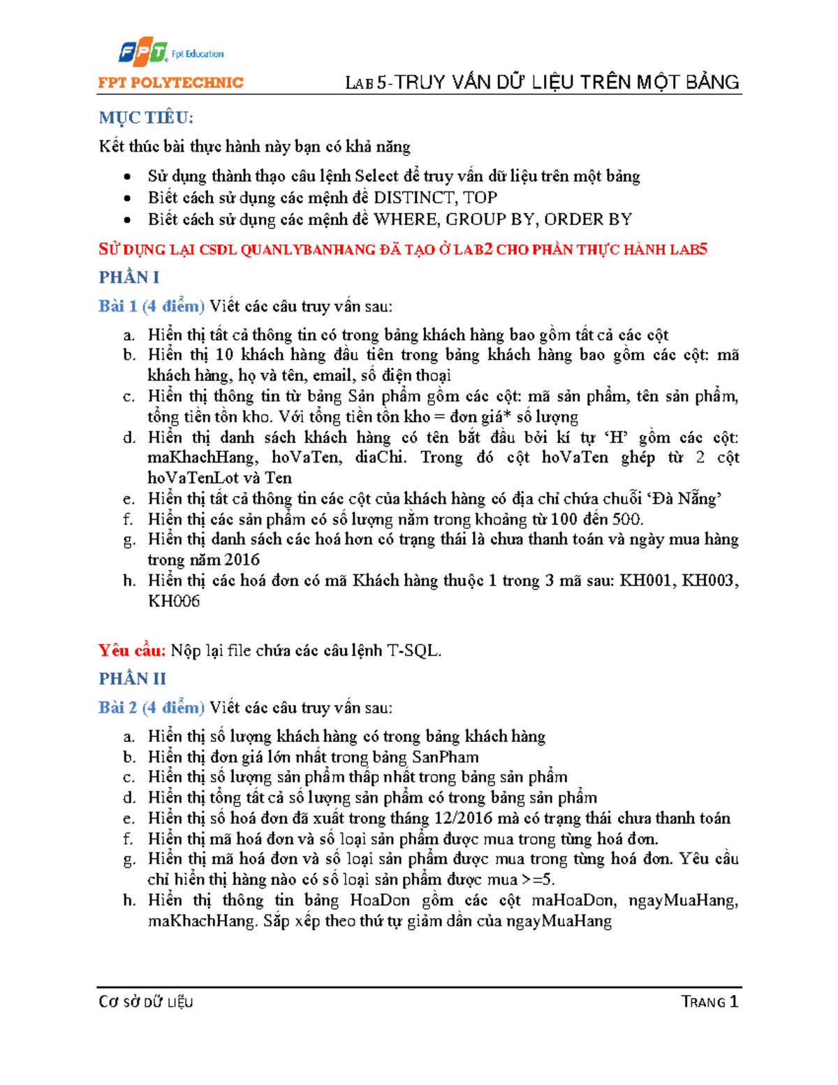 COM2012 - Lab1_kHOÔNG BIRRT HHH NÓ NHƯ THẾ NÀO - LAB 5-TRUY VẤN DỮ LIỆU TRÊN MỘT BẢNG CƠ SỞ DỮ ...