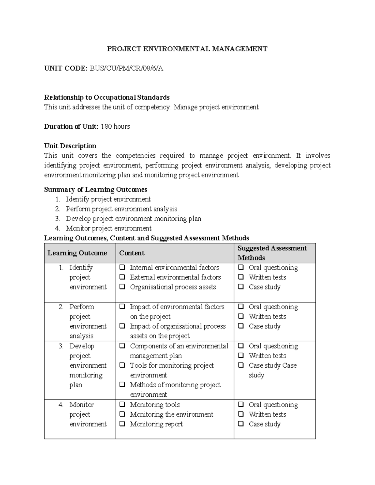 Project Environmental Management OS - PROJECT ENVIRONMENTAL MANAGEMENT ...