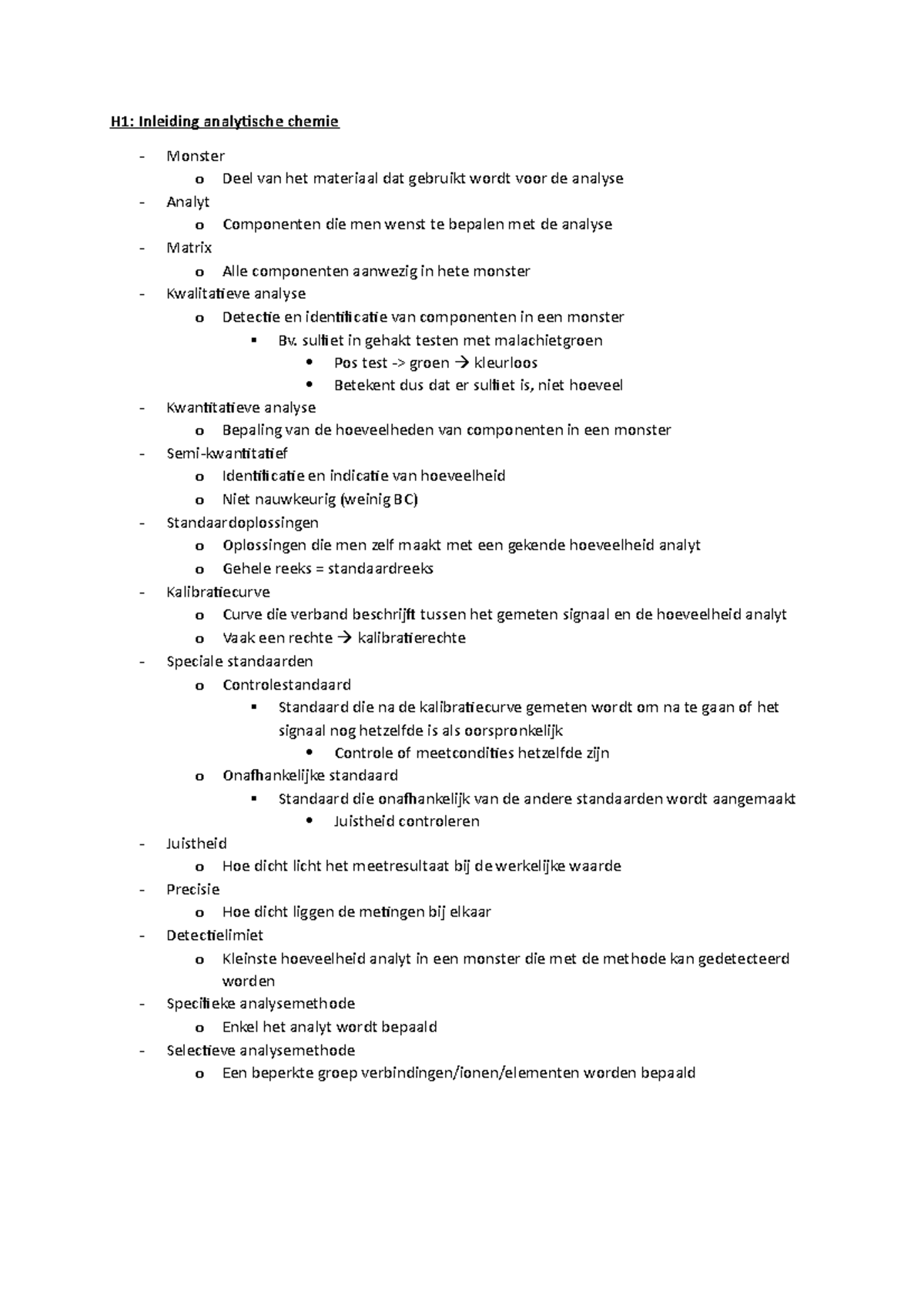 Samenvatting Spectrometrische methoden - H1: Inleiding analytische ...