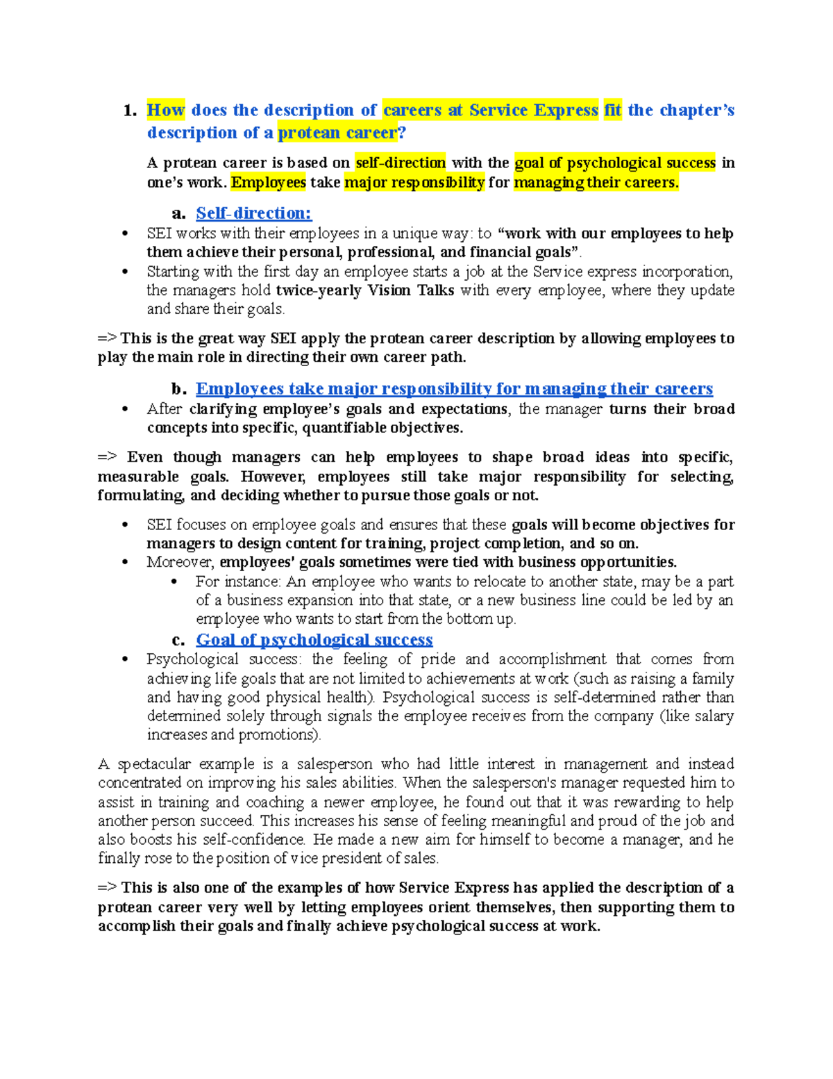 Script HRM - 1. How does the description of careers at Service Express ...