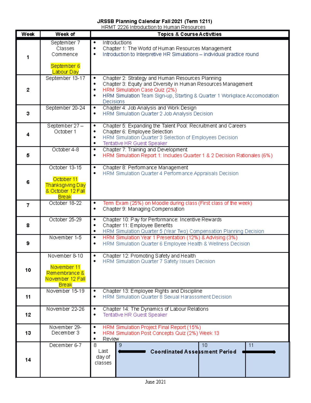 HRMT2226 Course Planning Calendar Fall 2021 - JRSSB Planning Calendar ...