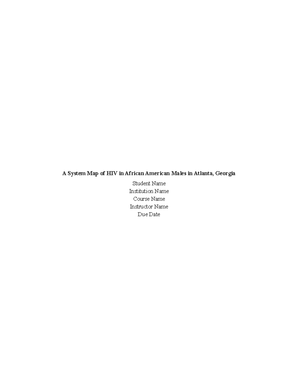 A System Map of HIV in African American Males in Atlanta, Georgia - In ...
