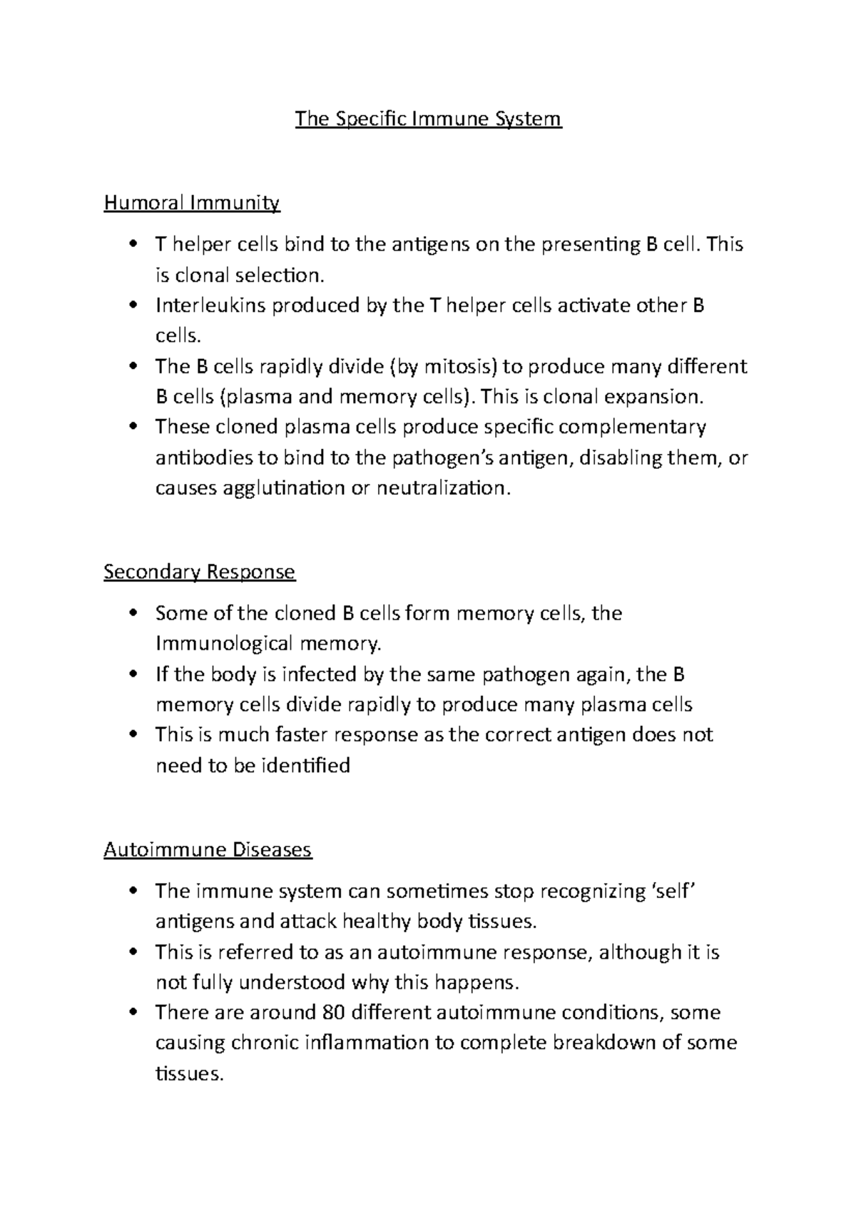 The Specific Immune System 4 - The Specific Immune System Humoral ...