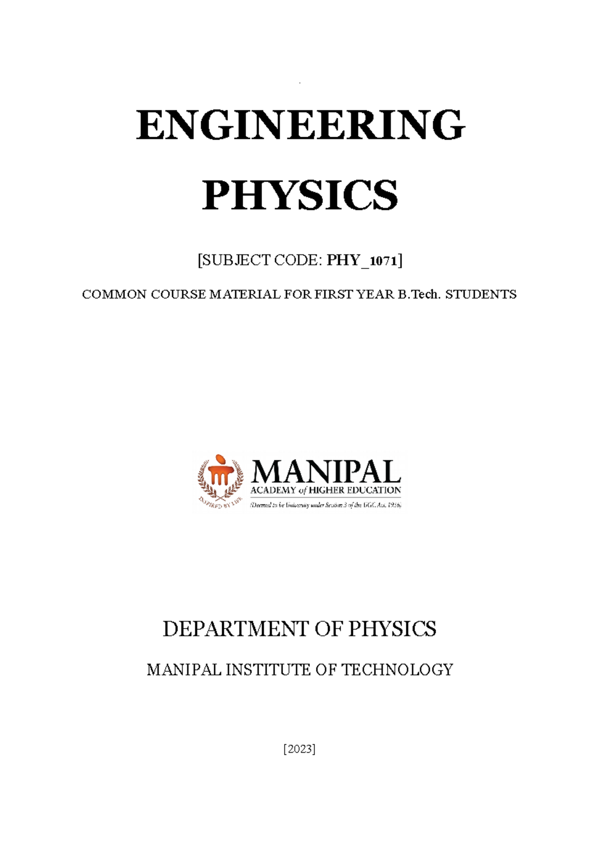 ENGG Physics Study Material - . ENGINEERING PHYSICS [SUBJECT CODE: PHY ...