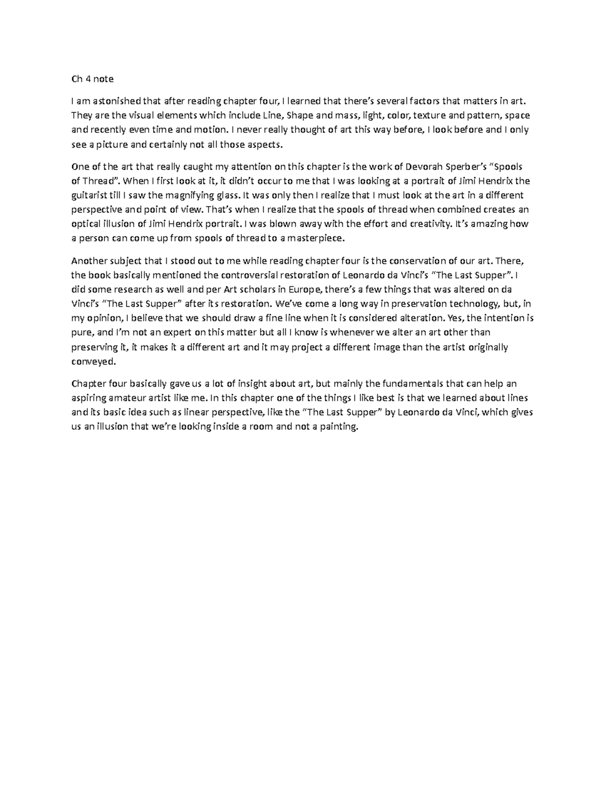 Ch 4 note - what can i say, its art - Ch 4 note I am astonished that ...