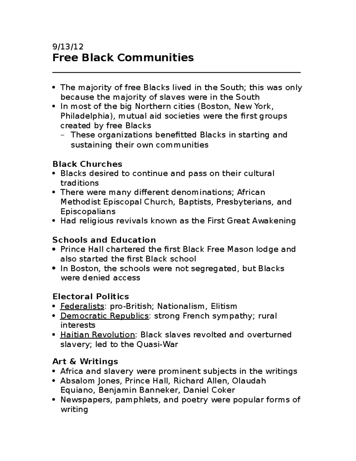 9-13 Free Black Communities - 9/13/12 Free Black Communities - Studocu