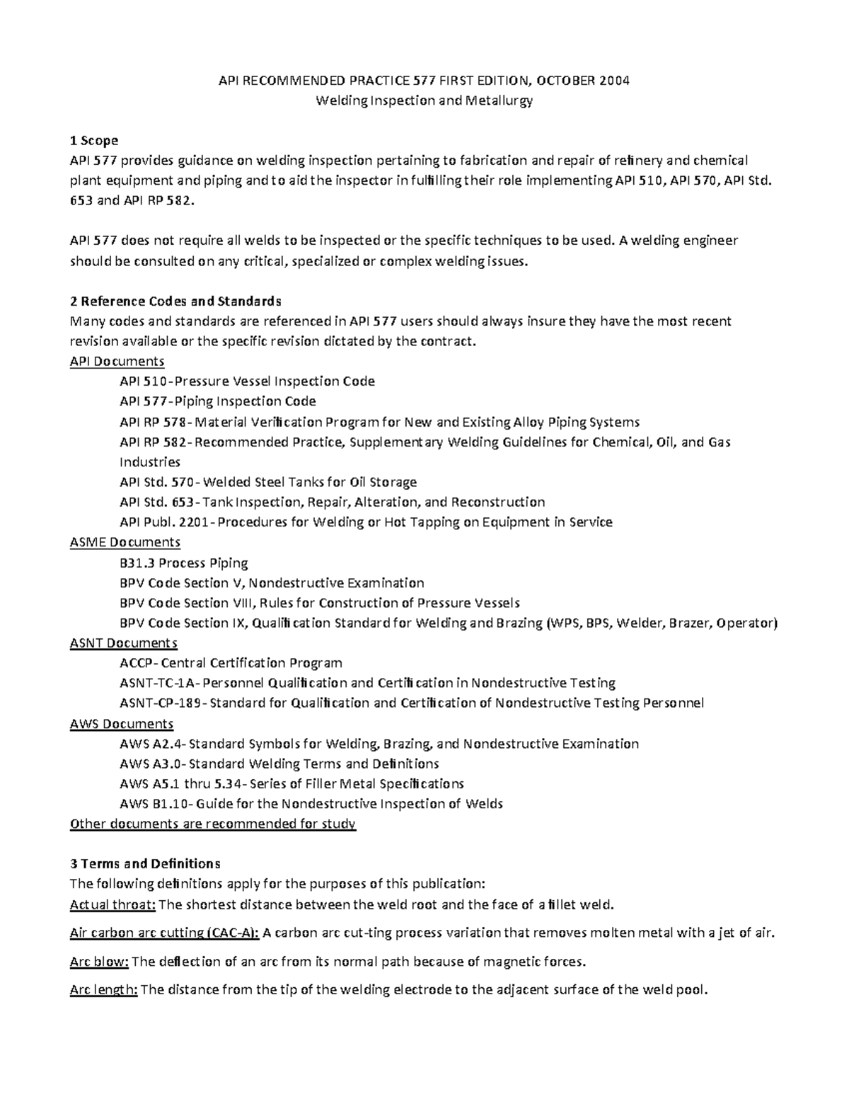 API577Study Guide - API RECOMMENDED PRACTICE 577 FIRST EDITION, OCTOBER ...