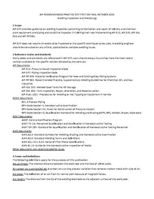 API577Study Guide - API RECOMMENDED PRACTICE 577 FIRST EDITION, OCTOBER ...