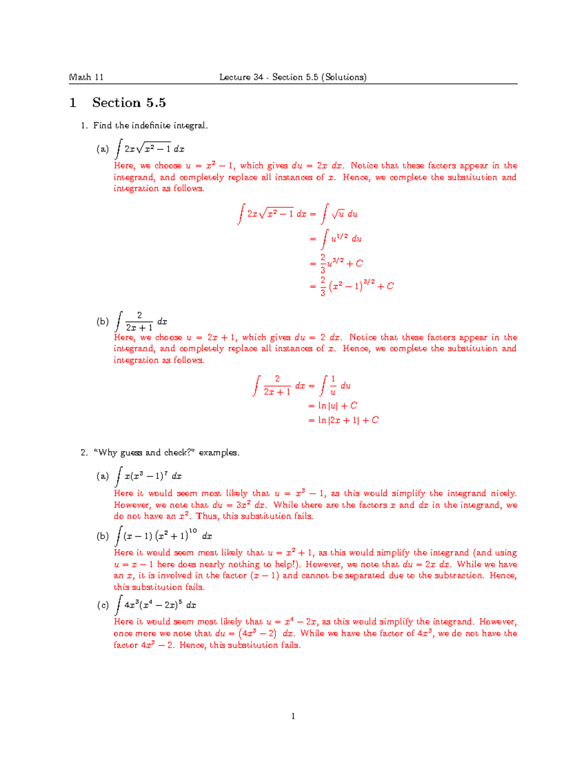 Lecture 34 solutions - Math 11 Lecture 34 - Section 5 (Solutions) 1 ...