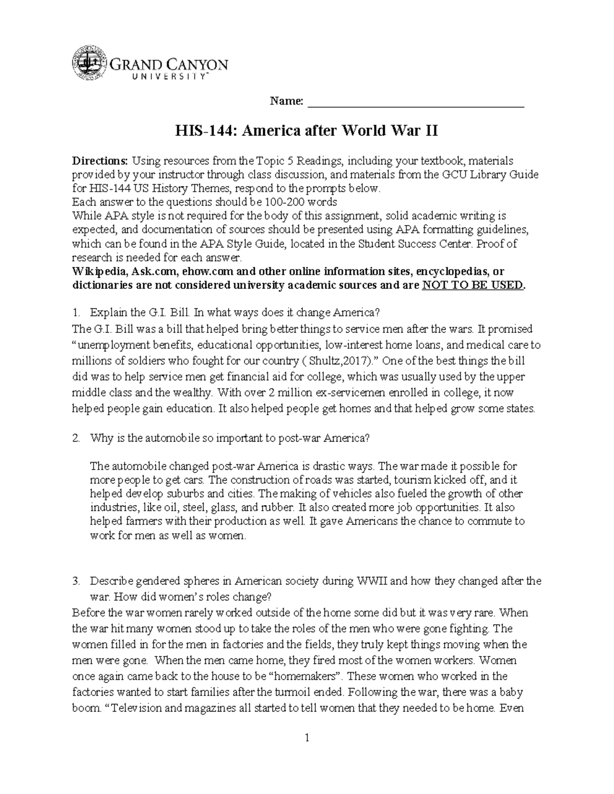 HIS-144-RS-America after WWII Worksheet - Name ...