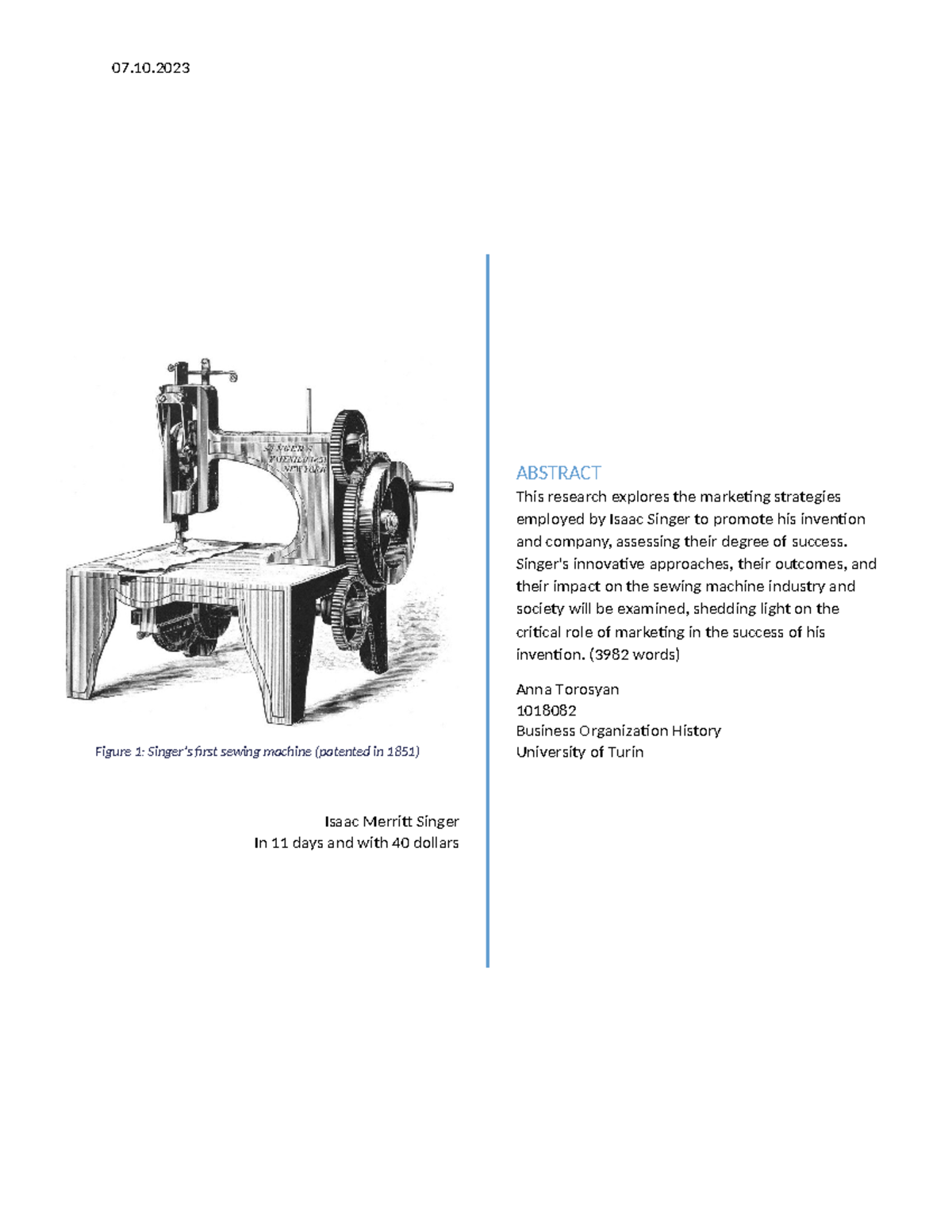 Isaac Merritt Singer Anna Torosyan - 07. Figure 1 : Singer’s first ...