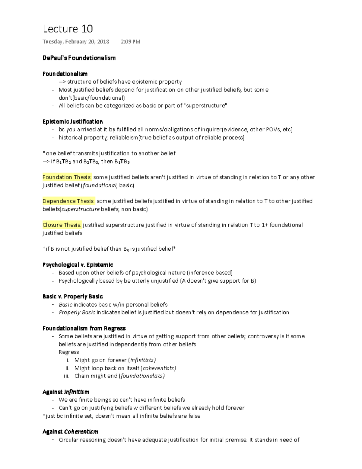 Lecture notes 9 - ĞWĂƵůΖƐ &ŽƵŶĚĂƚŝŽŶĂůŝƐŵ &ŽƵŶĚĂƚŝŽŶĂůŝƐŵ - Studocu