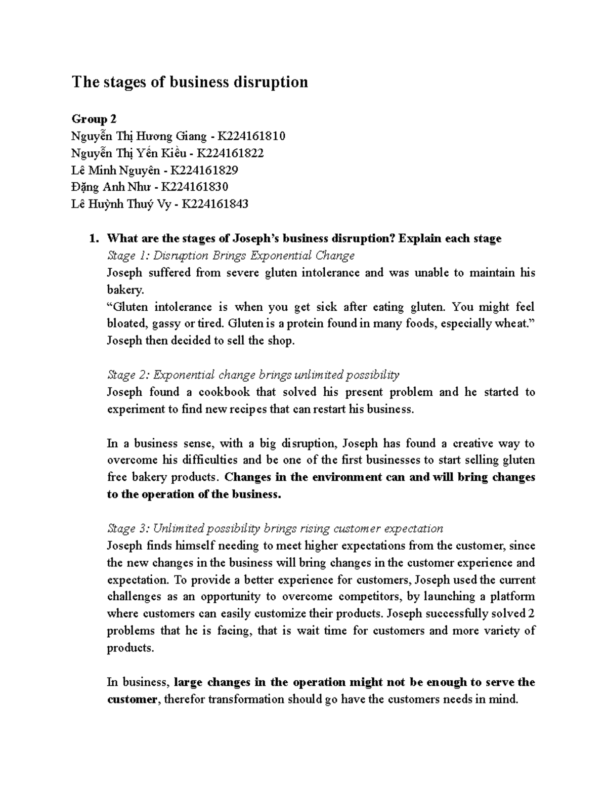 Group 2 The stages of business disruption - The stages of business ...