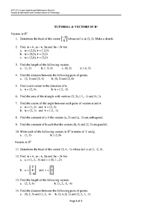 Tutorial 5 Eigenvalues and Linear Transformation - BITI 1213 Linear Algebra & Discrete - Studocu