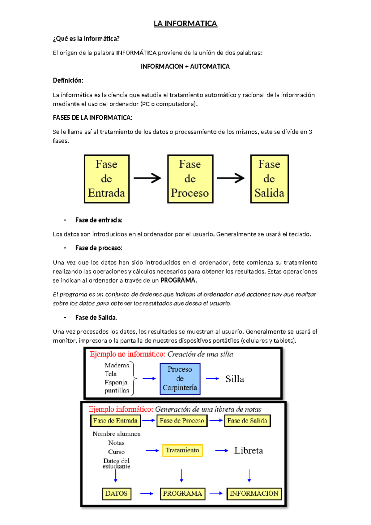LA Informatica - ejemplo4 - LA INFORMATICA ¿Qué es la informática? El ...