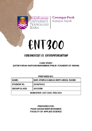 ENT300 - INDIVIDUAL ASSIGNMENT - FACULTY OF ACCOUNTANCY DIPLOMA IN ACCOUNTANCY (AC110 ...