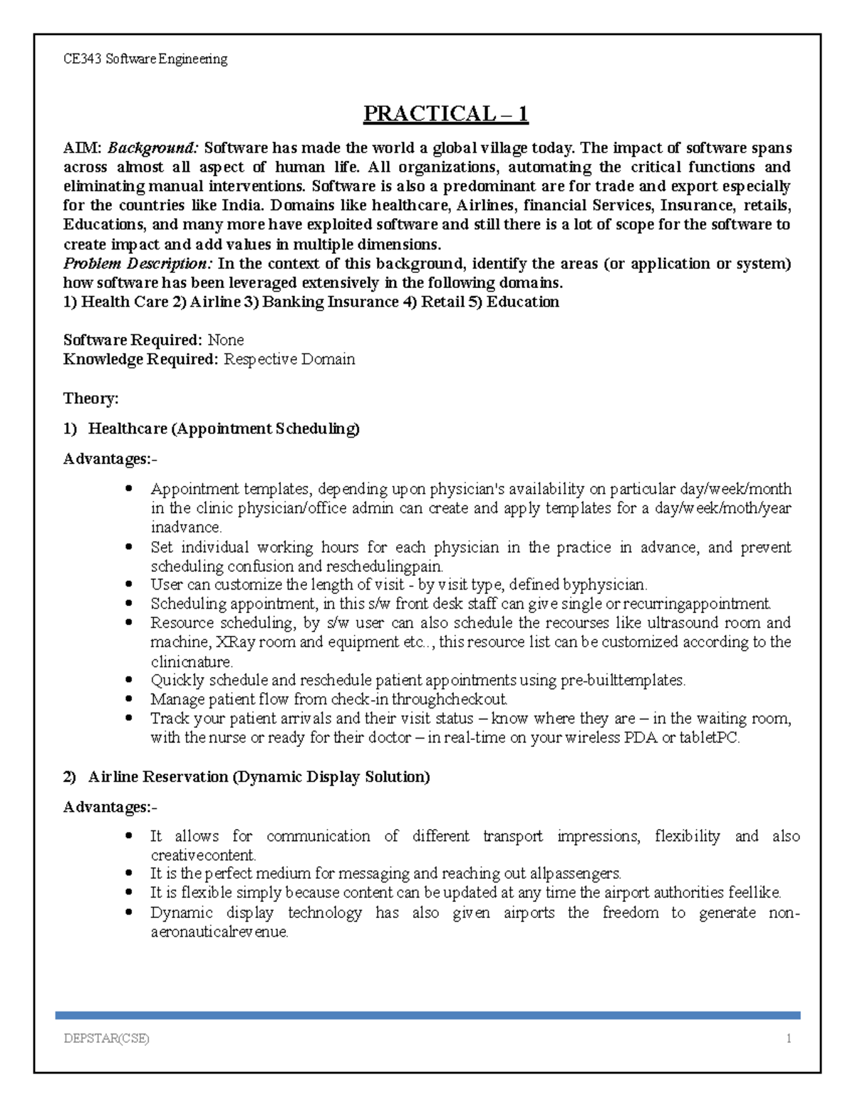 Software egineering - List of practicals for help - CE343 Software ...