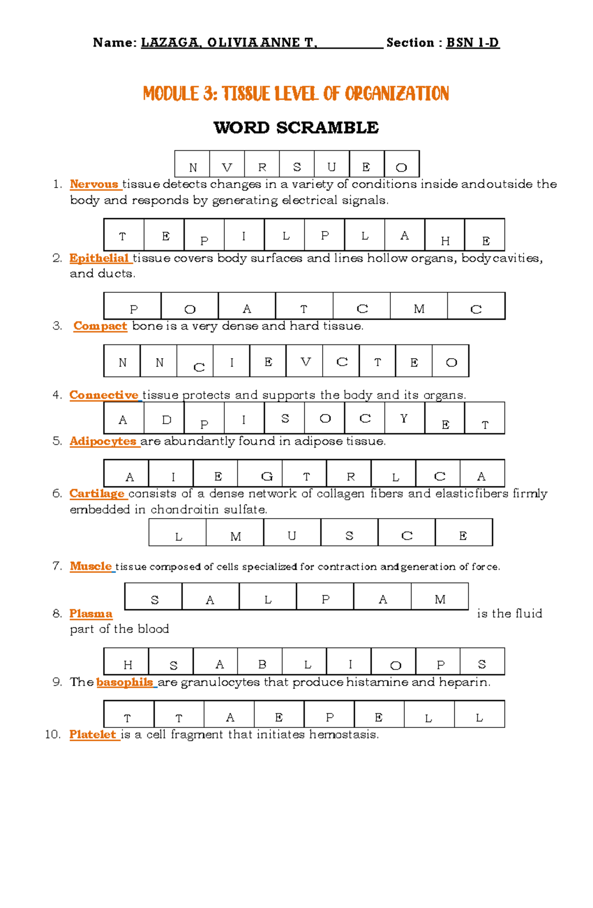 Module 3 Lecture Activities - Name: LAZAGA, OLIVIA ANNE T, Section ...