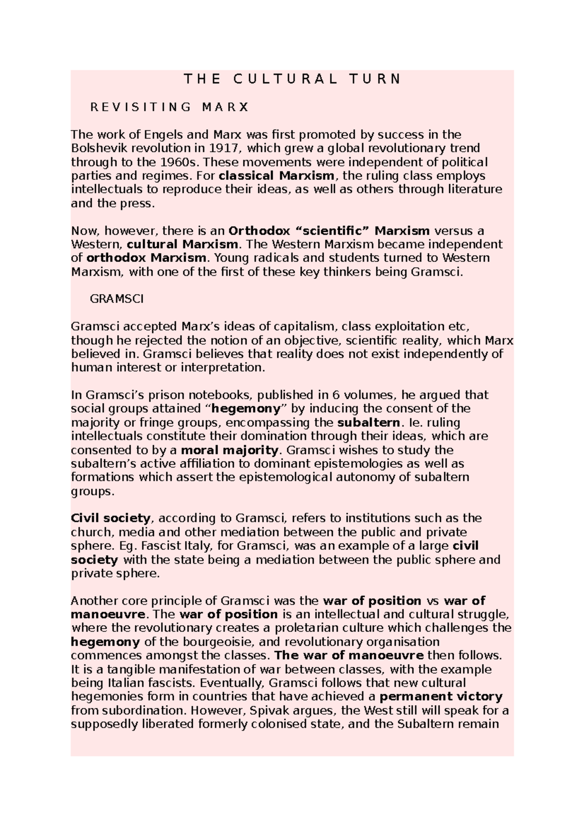 The cultural turn Revision Document - T H E C U L T U R A L T U R N R E ...