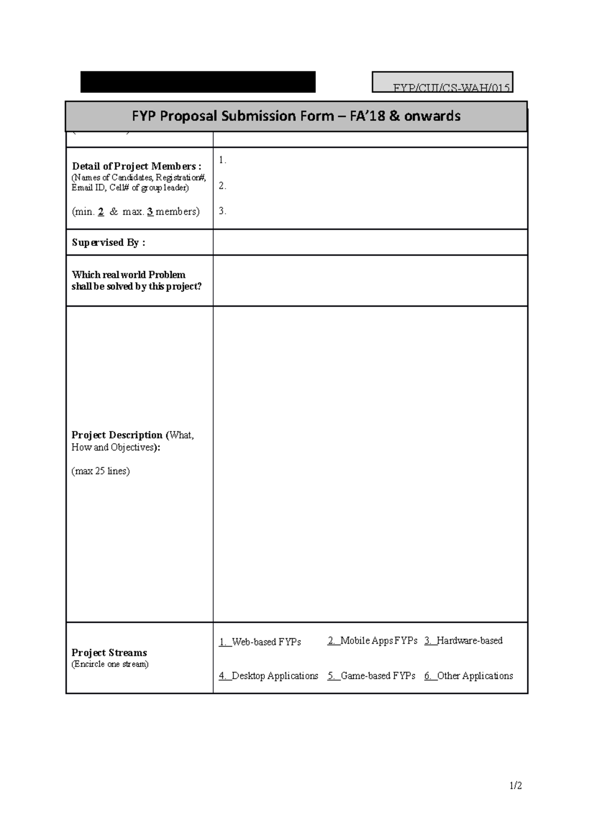 Template-of FYP-proposal-submission-form-FA20 - Project Title : (max 3 lines) Detail of Project ...