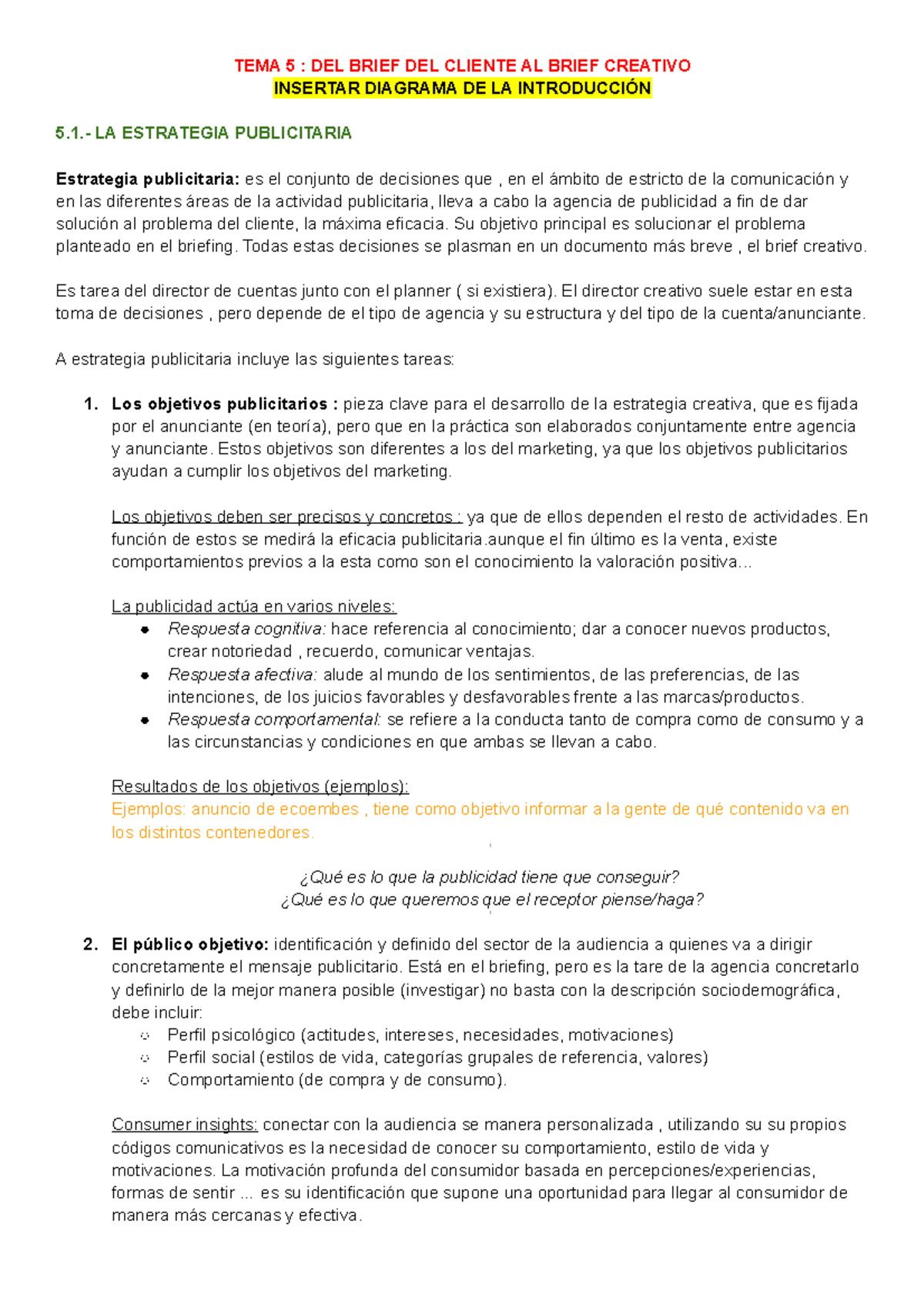 Tema 5 Creatividad - Apuntes 5 - TEMA 5 : DEL BRIEF DEL CLIENTE AL ...