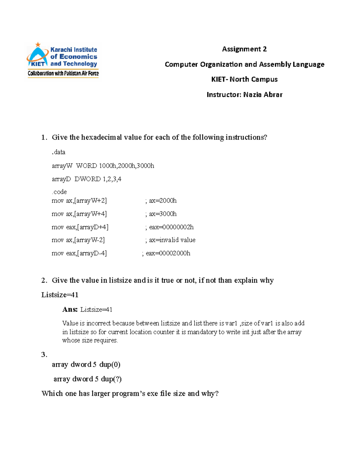 Activity 4 - abc - 1. Give the hexadecimal value for each of the ...